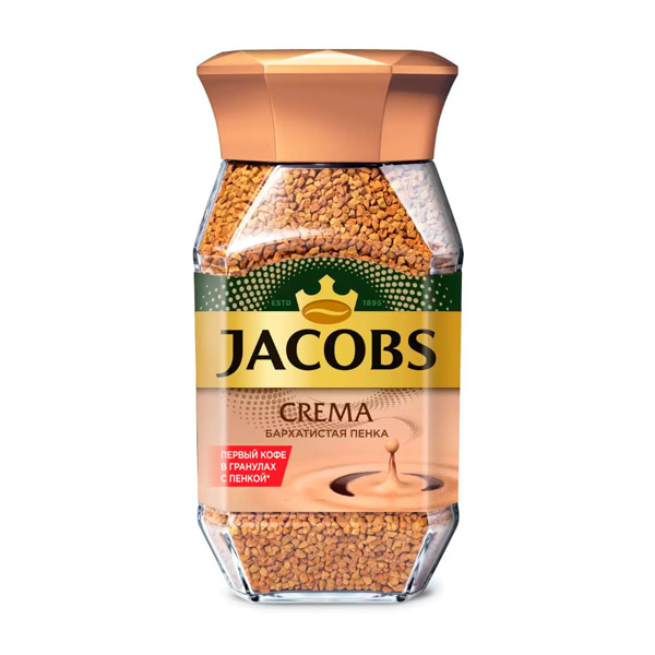 Кофе растворимый Jacobs Crema, 95г, стекло купить в интернет-магазине ...